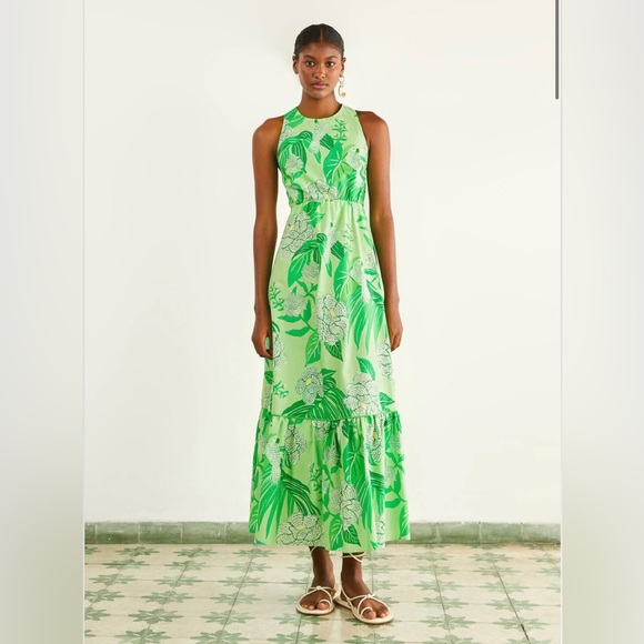 FARM Rio | Dresses | Farm Rio Green Dewdrop Floral Midi Dress | Poshmark